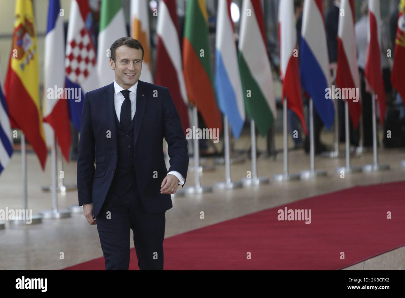Emmanuel Macron President of the Republic of France arriving on the red ...