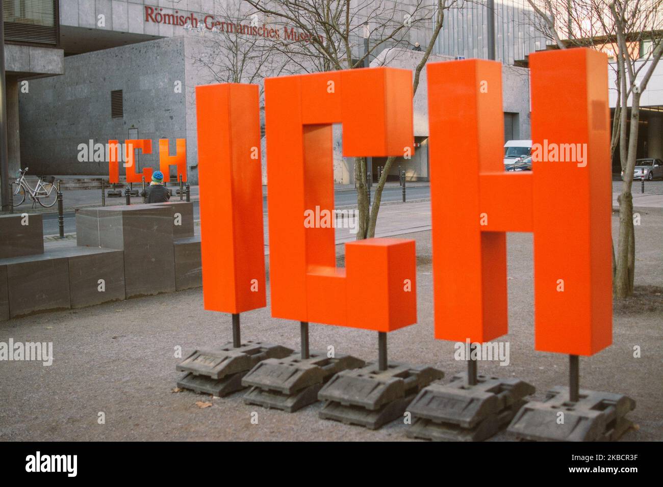 'ICH' art installation is seen at the centre of inner city of Cologne ...