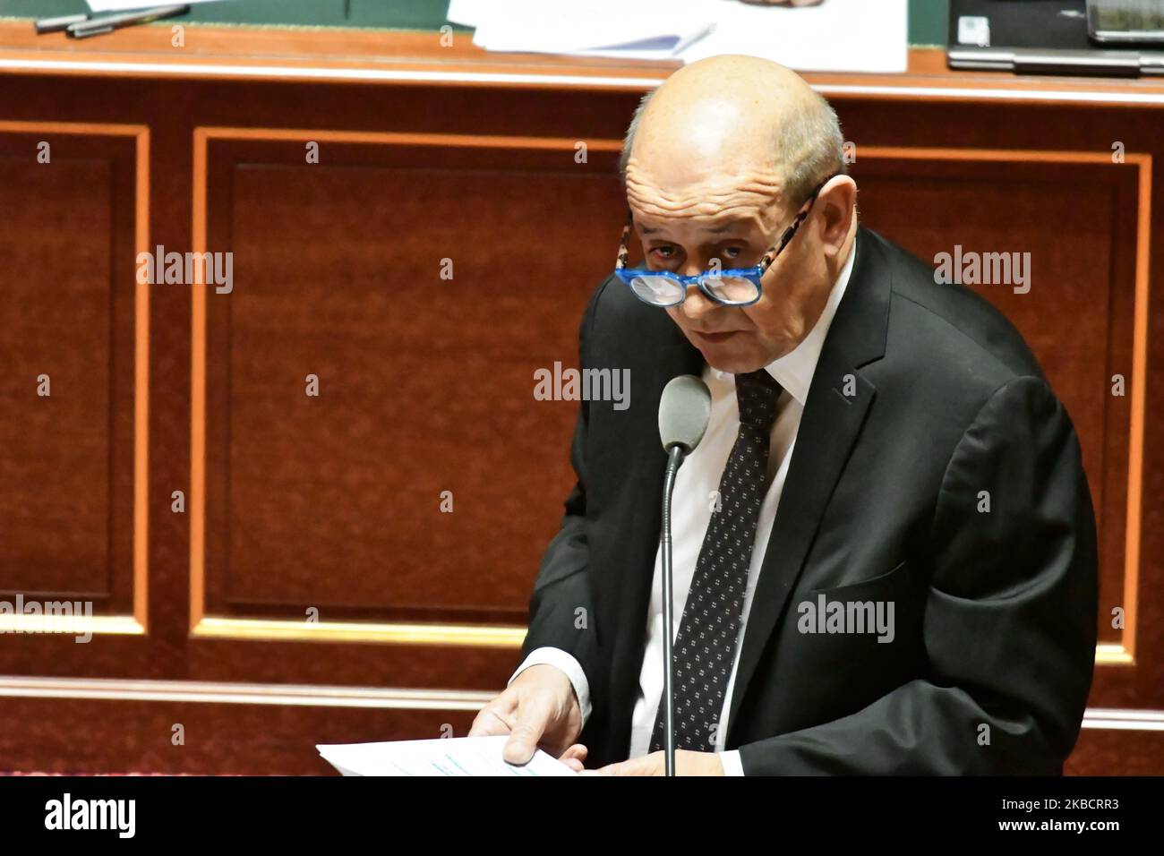 French Foreign Minister Jean-Yves Le Drian Speaks at the session of ...