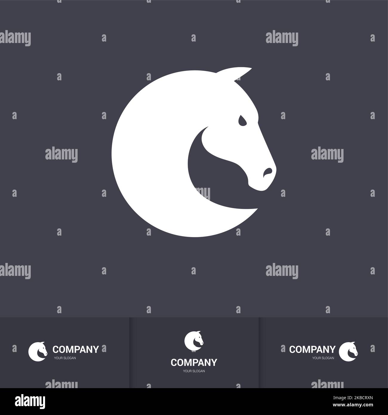Simple Horse Head for Mascot Logo Template on Dark Background Stock ...