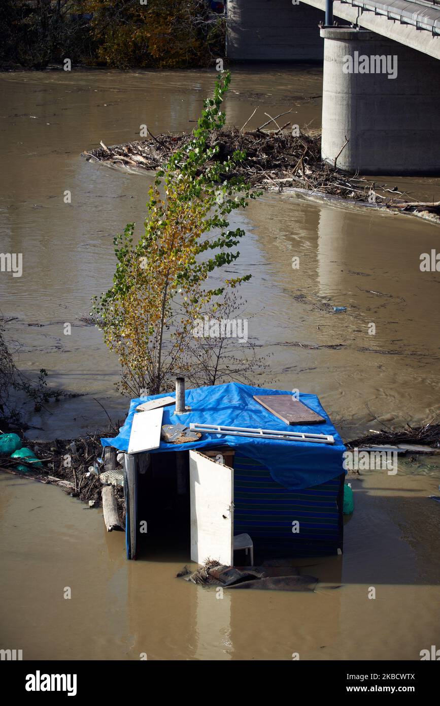 After heavy rains, slums on the Garonne river banks were flooded by the ...
