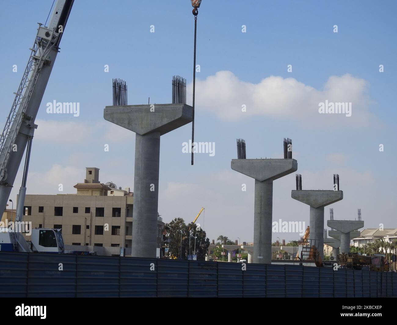 Cairo, Egypt, October 14 2022: Construction site of Cairo monorail ... Cairo, Egypt, October 14 2022: Construction site of Cairo monorail ...