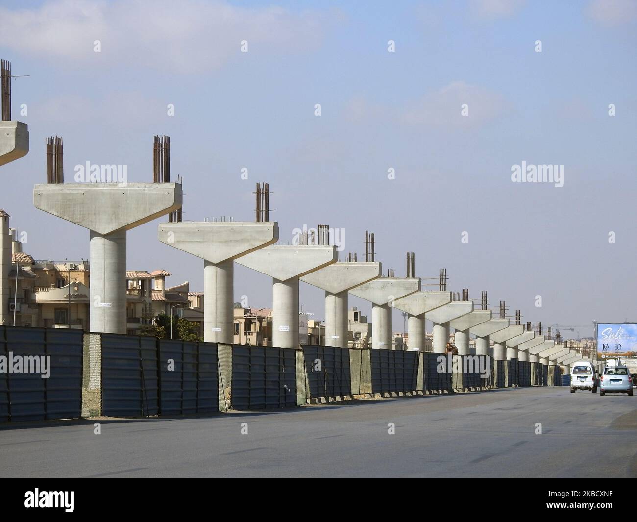 Cairo, Egypt, October 14 2022: Construction site of new Cairo monorail ...