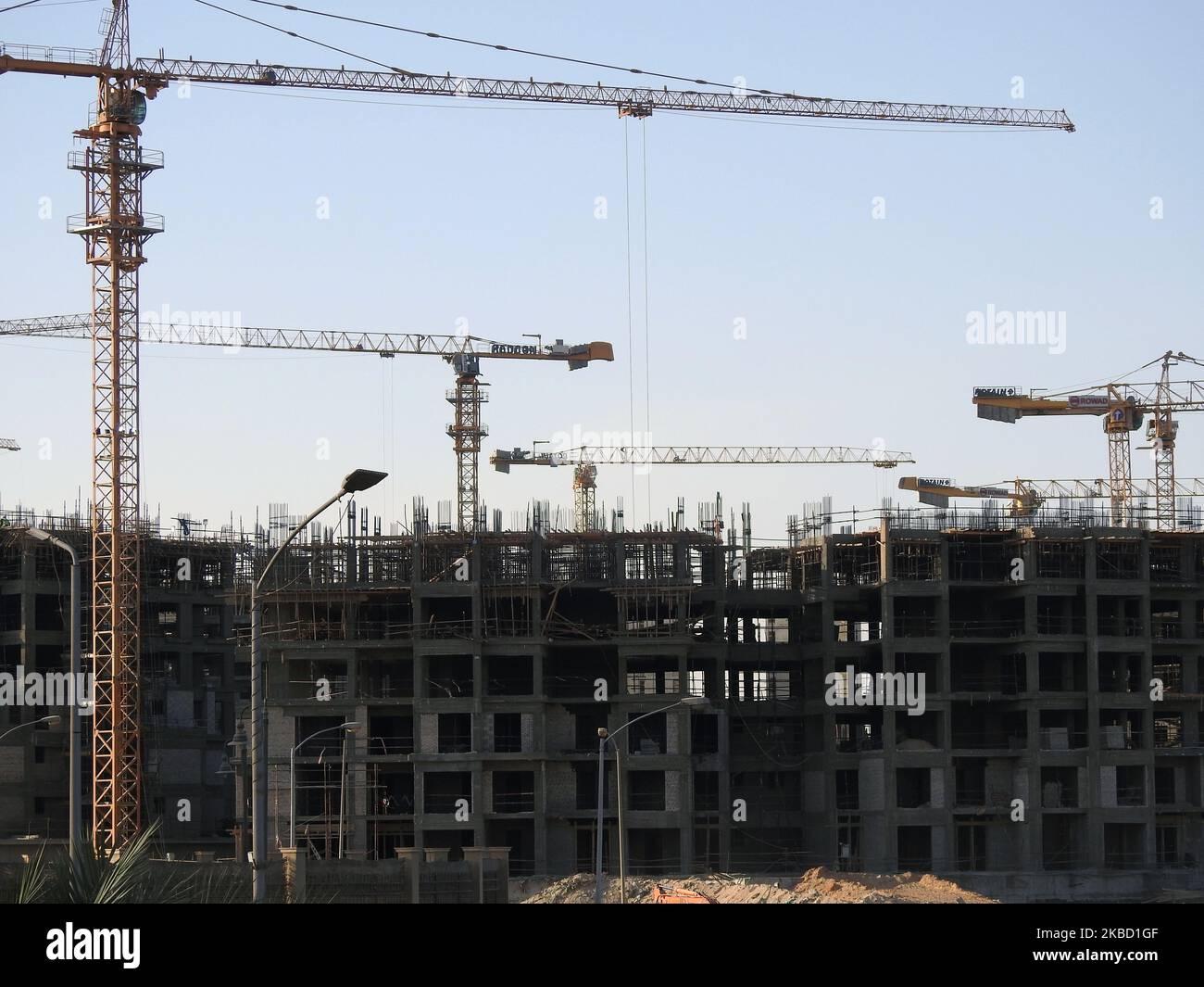 Giza, Egypt, October 16 2022: A construction site of new rise up of new ...