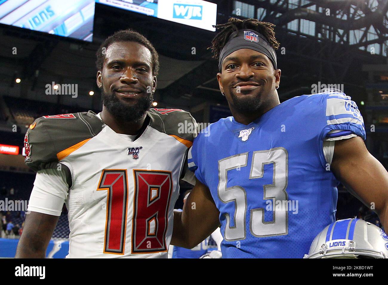 Tampa Bay Buccaneers wide receiver Ishmael Hyman (18) and Detroit Lions ...