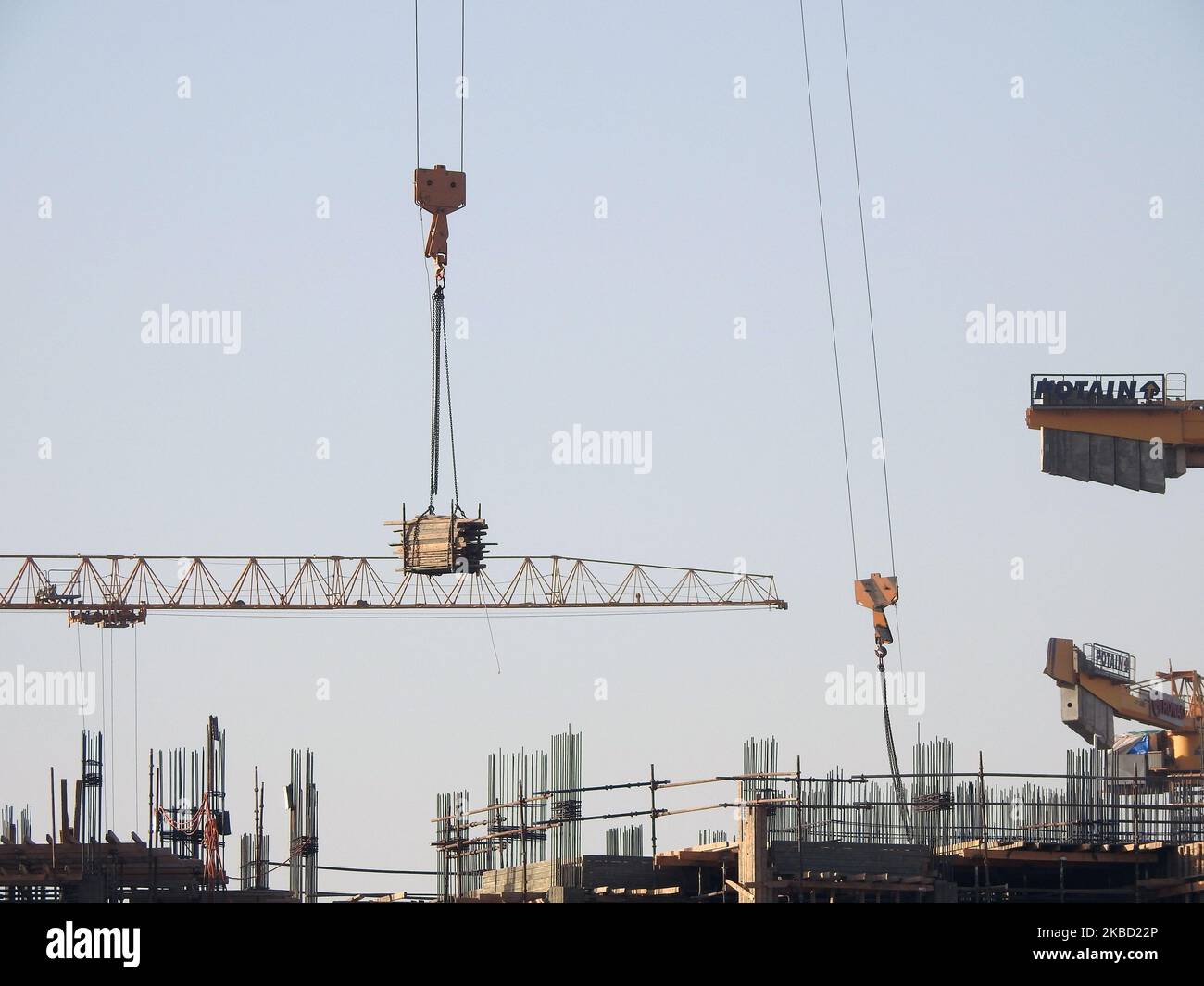 Giza, Egypt, October 16 2022: A construction site of new rise up of new ...