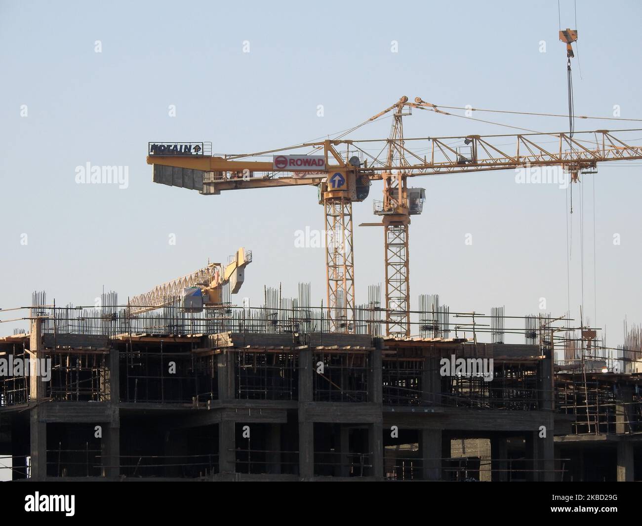 Giza, Egypt, October 16 2022: A construction site of new rise up of new ...