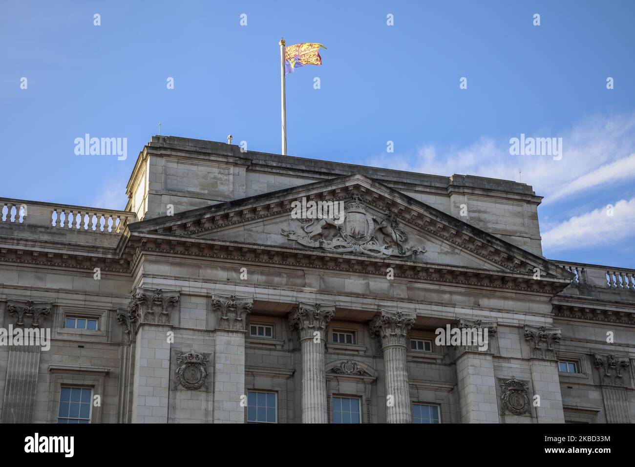 The Royal Standard of the United Kingdom flag is seen at Buckingham ...