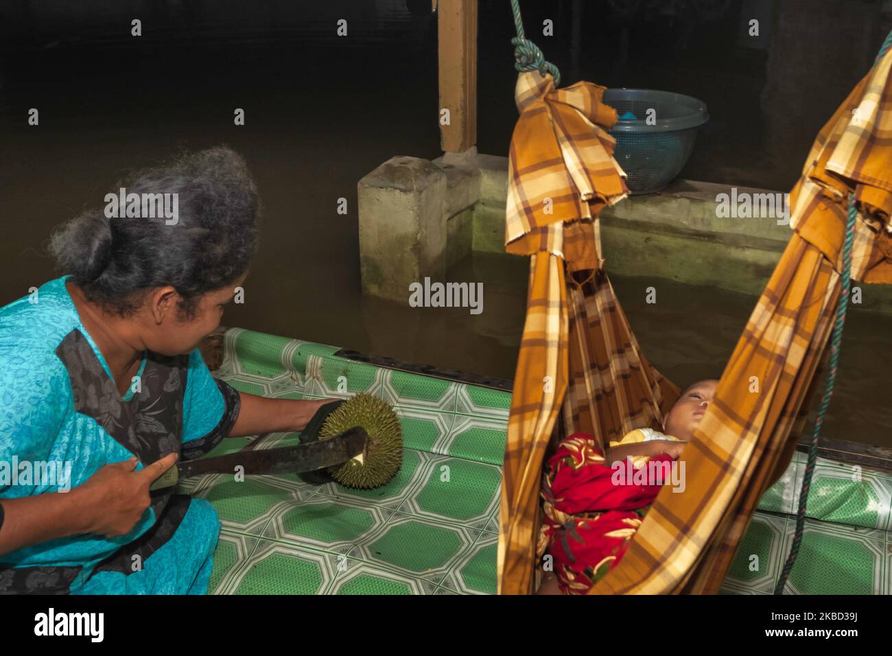 This photo shows a portrait residents of flood victims who survived and ...