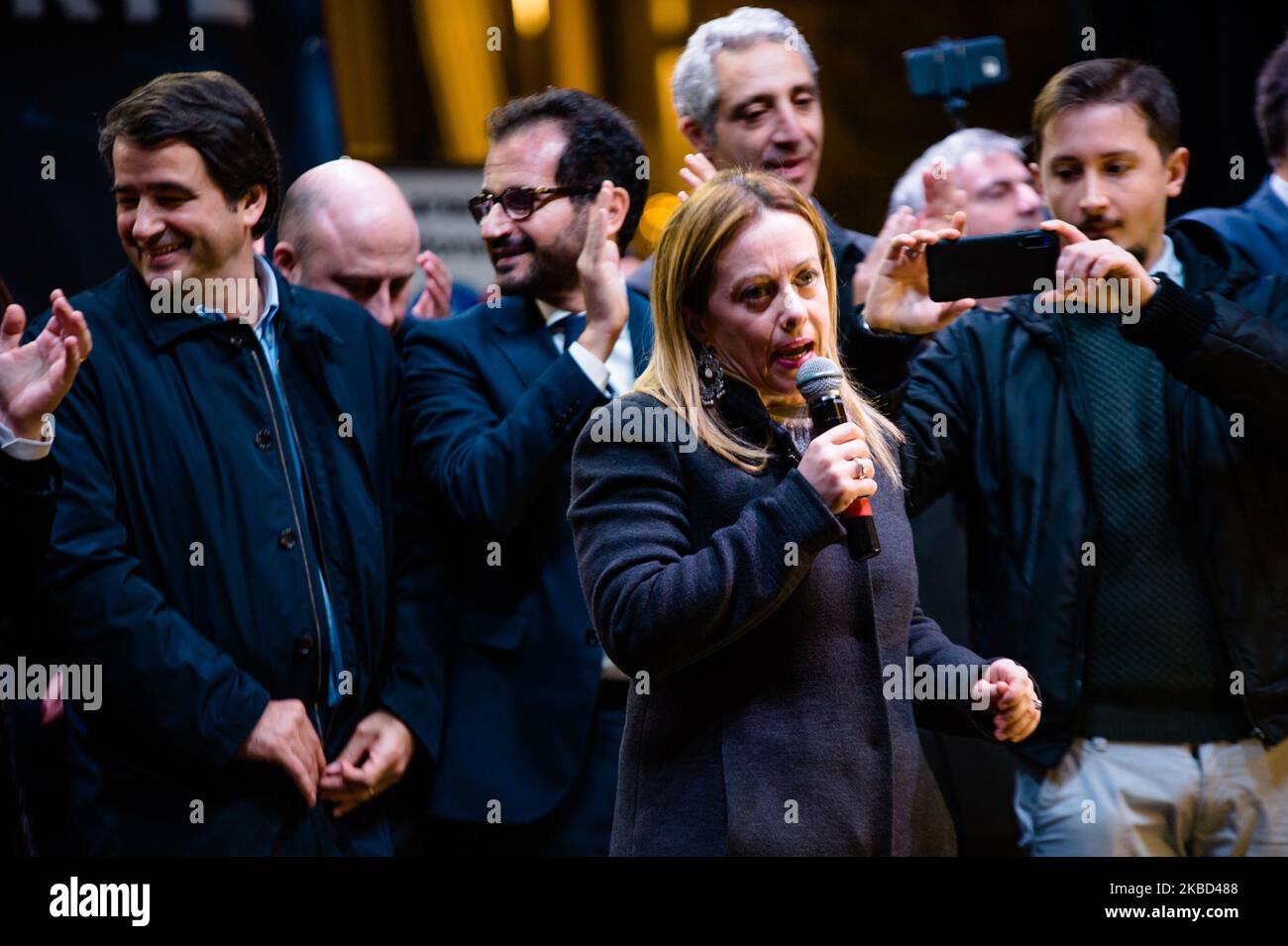 Comitia of the leader of the Fratelli d'Italia, Giorgia Meloni in Bari ...