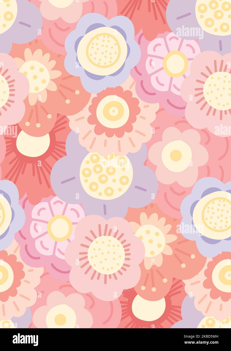 Gentle vector pattern with tight hand drawn flowers. Tender cartoon ...