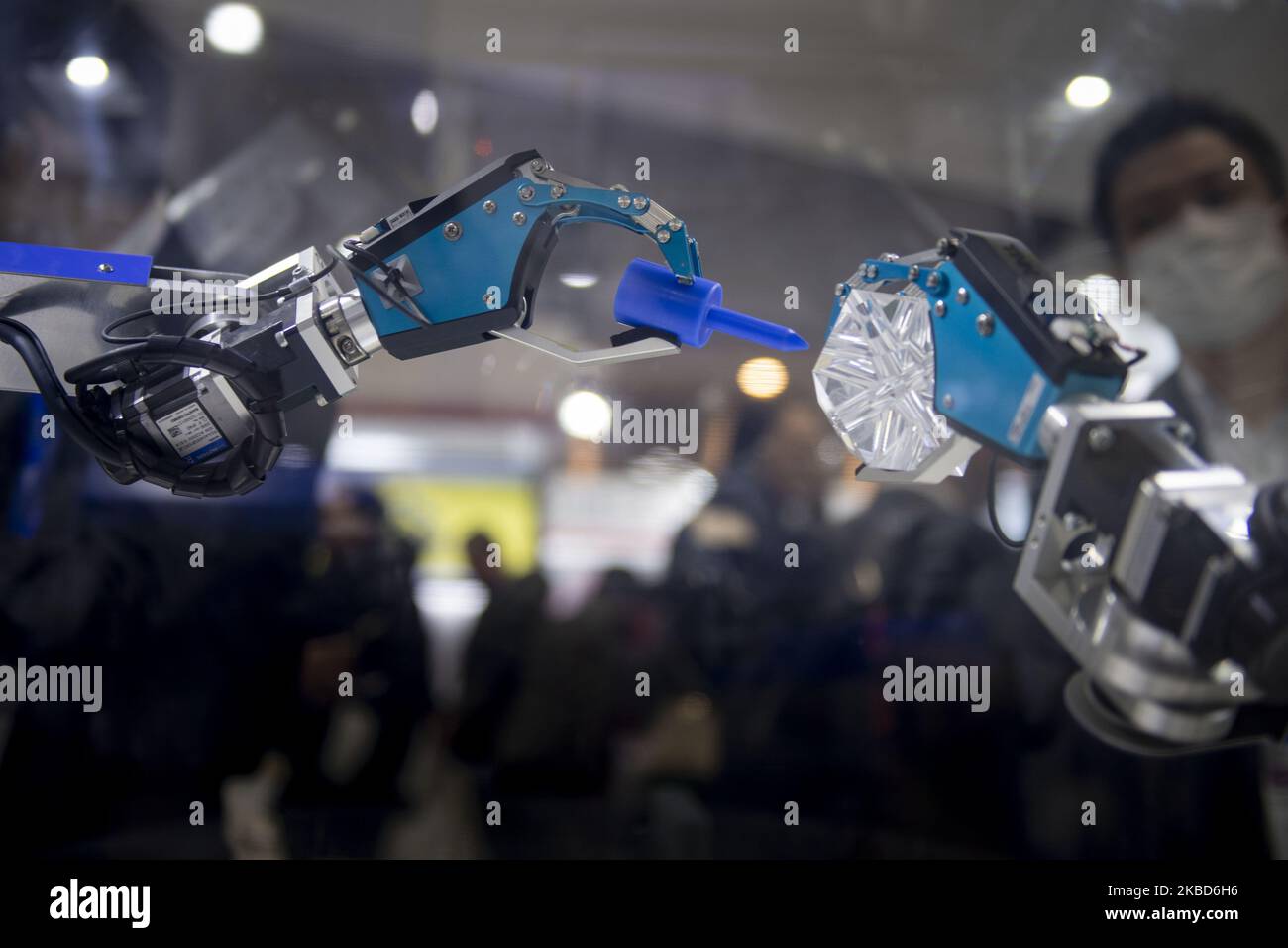 Robot operates during a demonstration at the International Robot ...