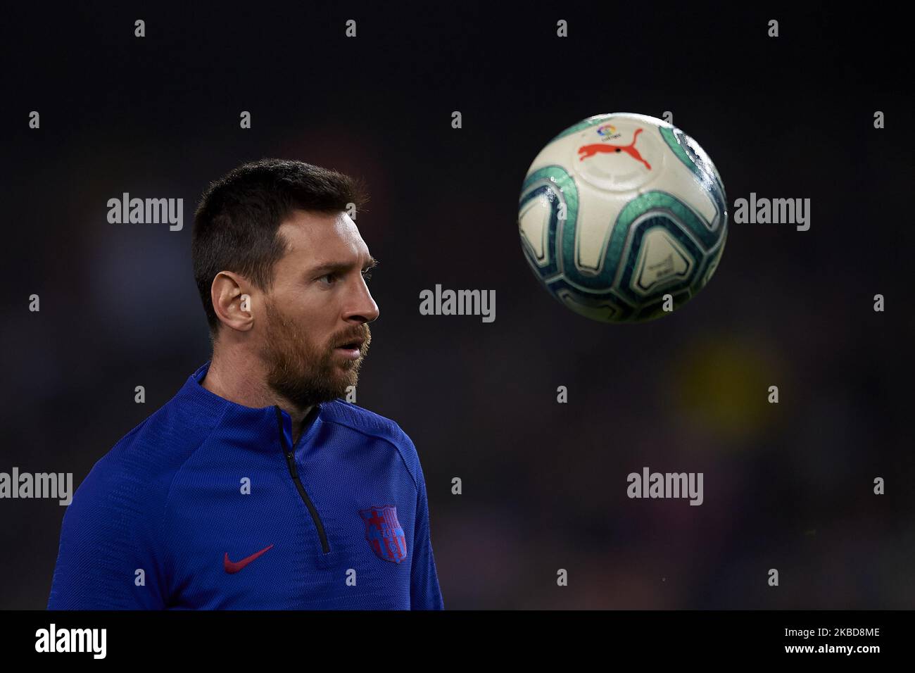 Lionel Messi of Barcelona during the warm-up before the Liga match ...