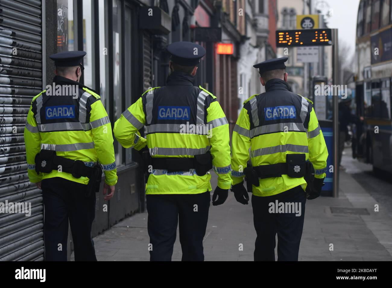 Members of Garda Siochana (Irish Police) patrol Dublin city center ...