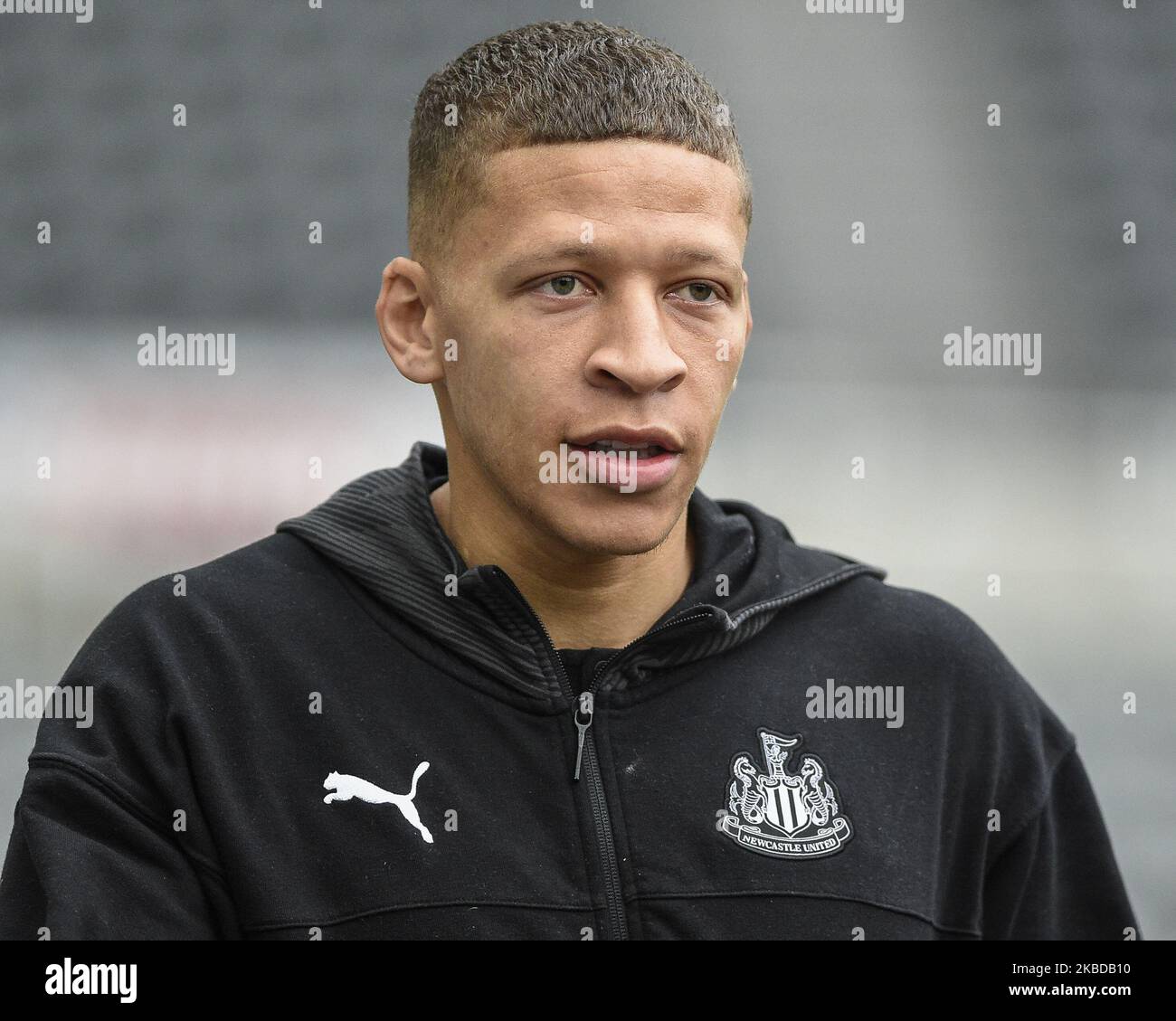 Dwight Gayle (12) of Newcastle United arrives before the Premier League ...