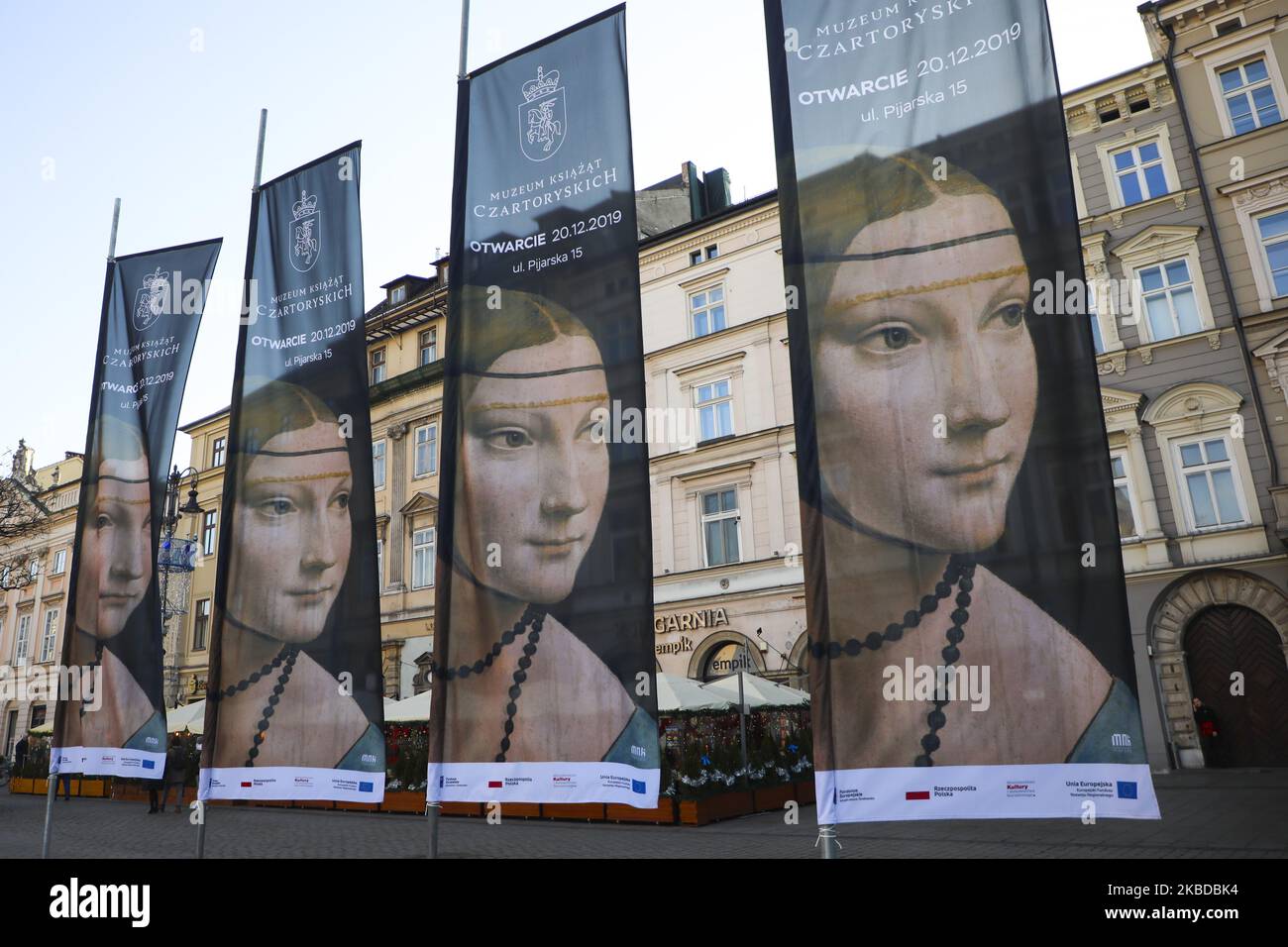 Leonardo da Vinci's 'Lady with an Ermine' painting is printed on flags ...