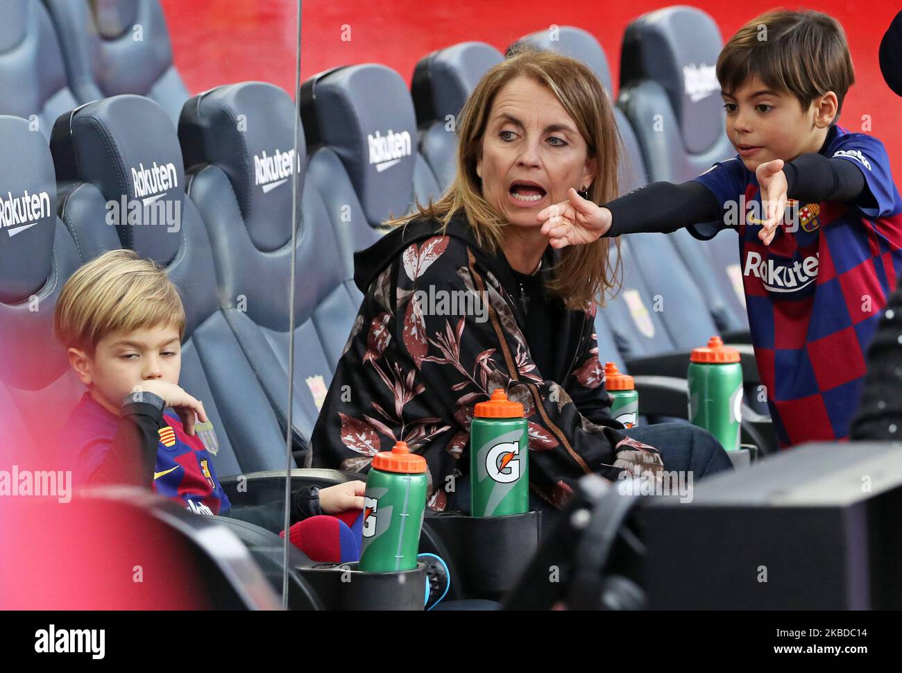The mother and the sons of Gerard Pique during the match between FC ...