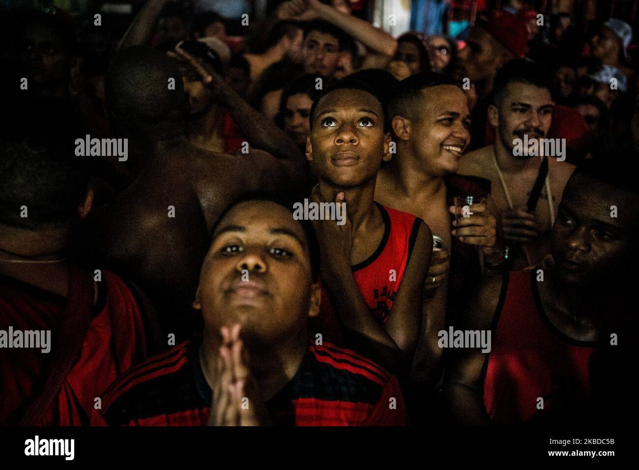 A crowd of Flamengo fans watching Flamengo verses Liverpool during the ...