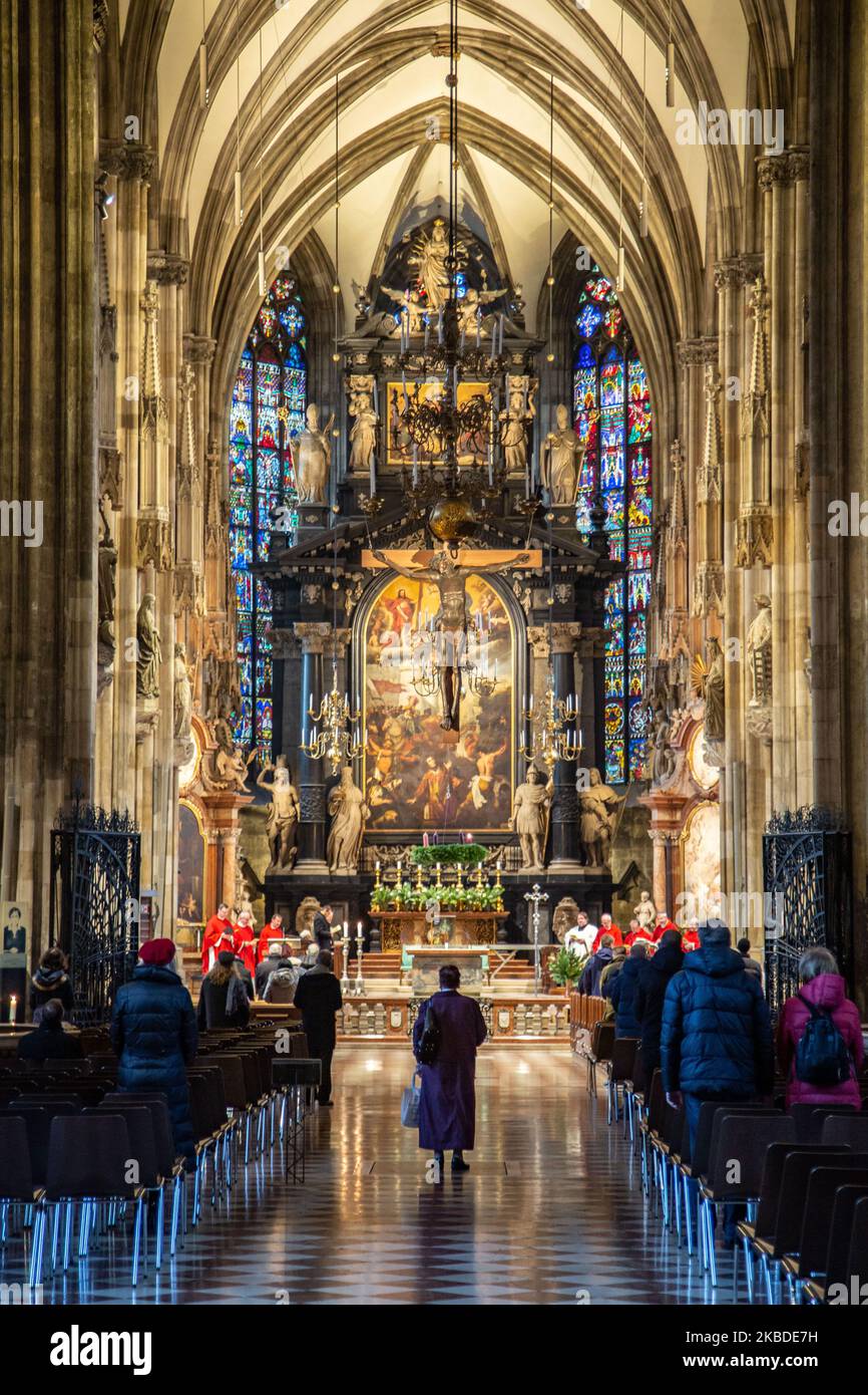 Interior of St. Stephen's Cathedral Church or Stephansdom in ...