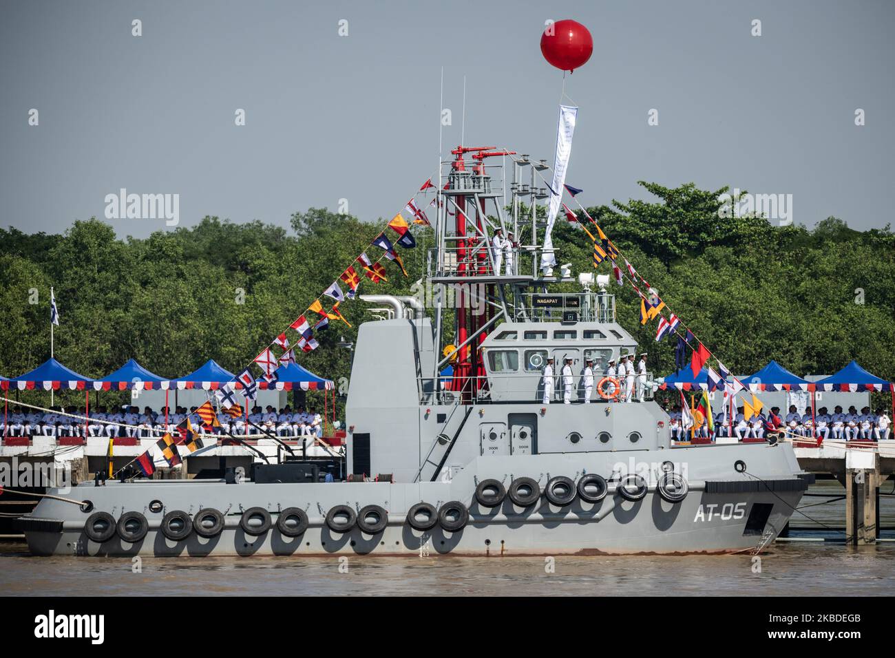 The general view of Myanmar Navy warship during a ceremony to mark the ...