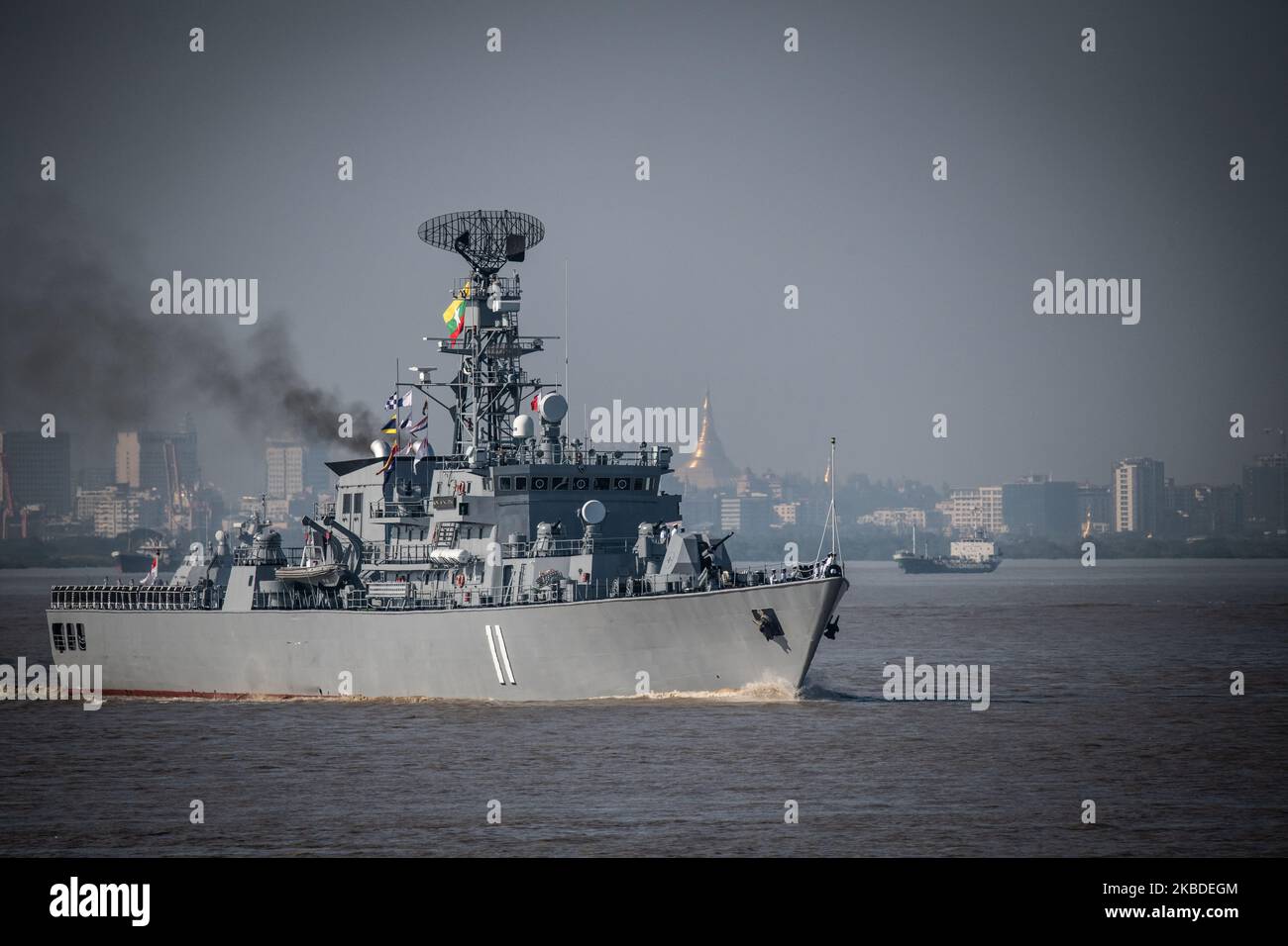 The general view of Myanmar Navy warship during a ceremony to mark the ...