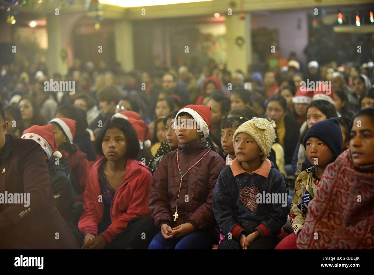 Nepalese Christian Kids attend on Holy Mass of worshipers singing Carol ...