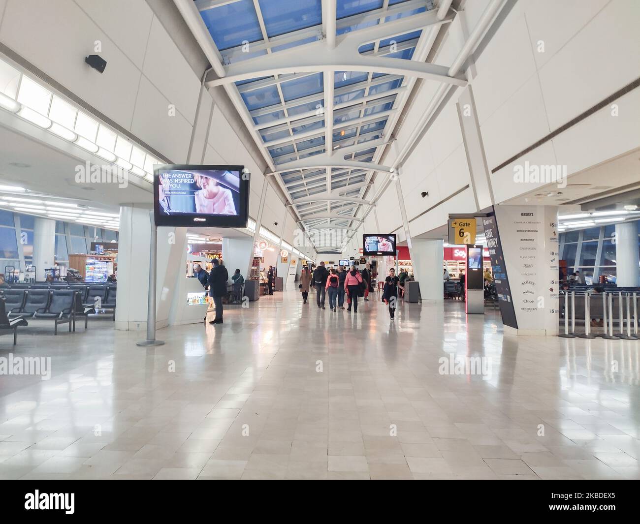 Inside the gate hall area of Terminal 1, waiting rooms, gates, seats ...