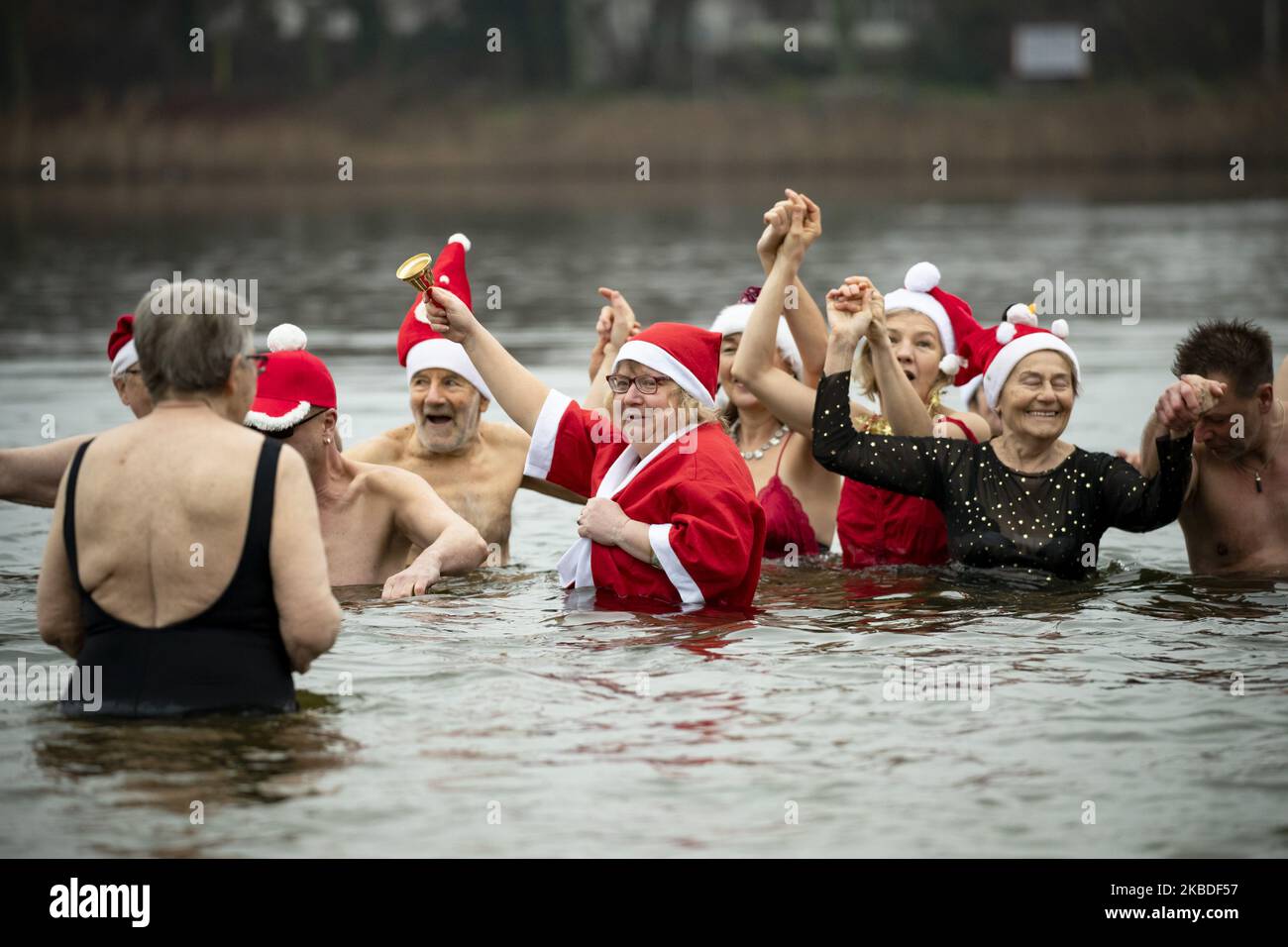 Swimmers of the association 'Berliner Seehunde' (Berlin Seals) are ...