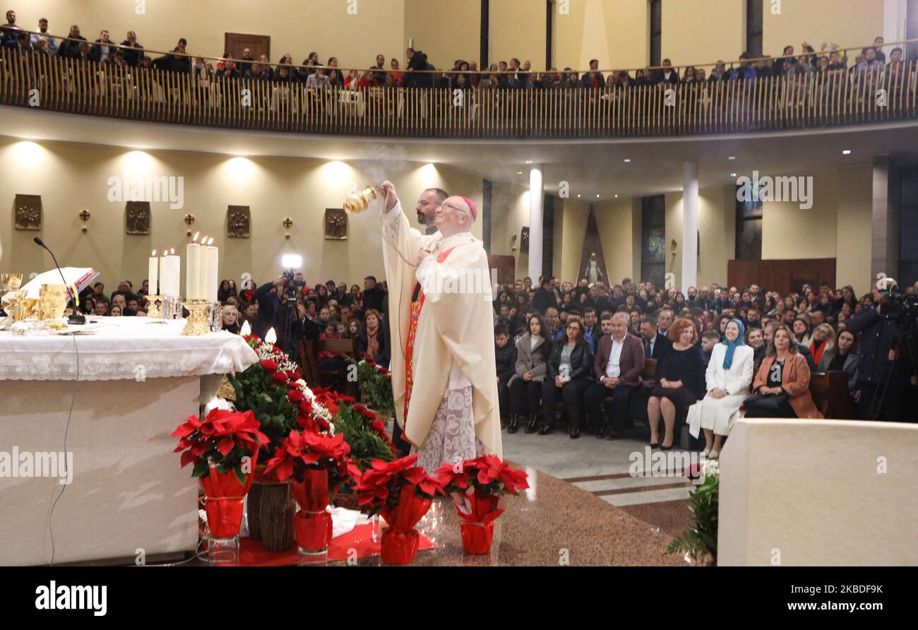 George Antonio Frendo, Archbishop of Tirana and Duress, performing mass ...