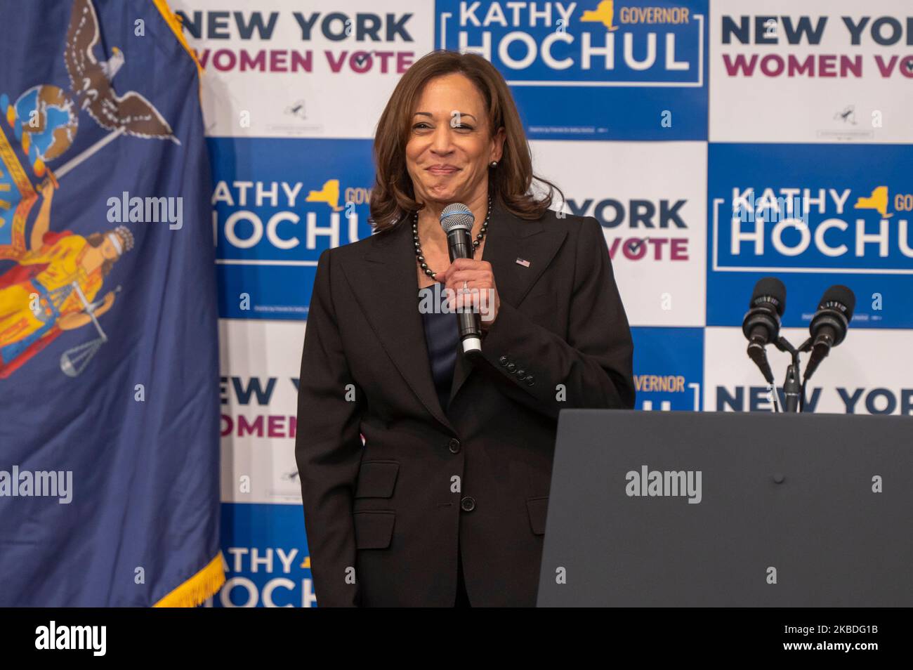 NEW YORK, NEW YORK - NOVEMBER 03: Vice President Kamala Harris speaks ...