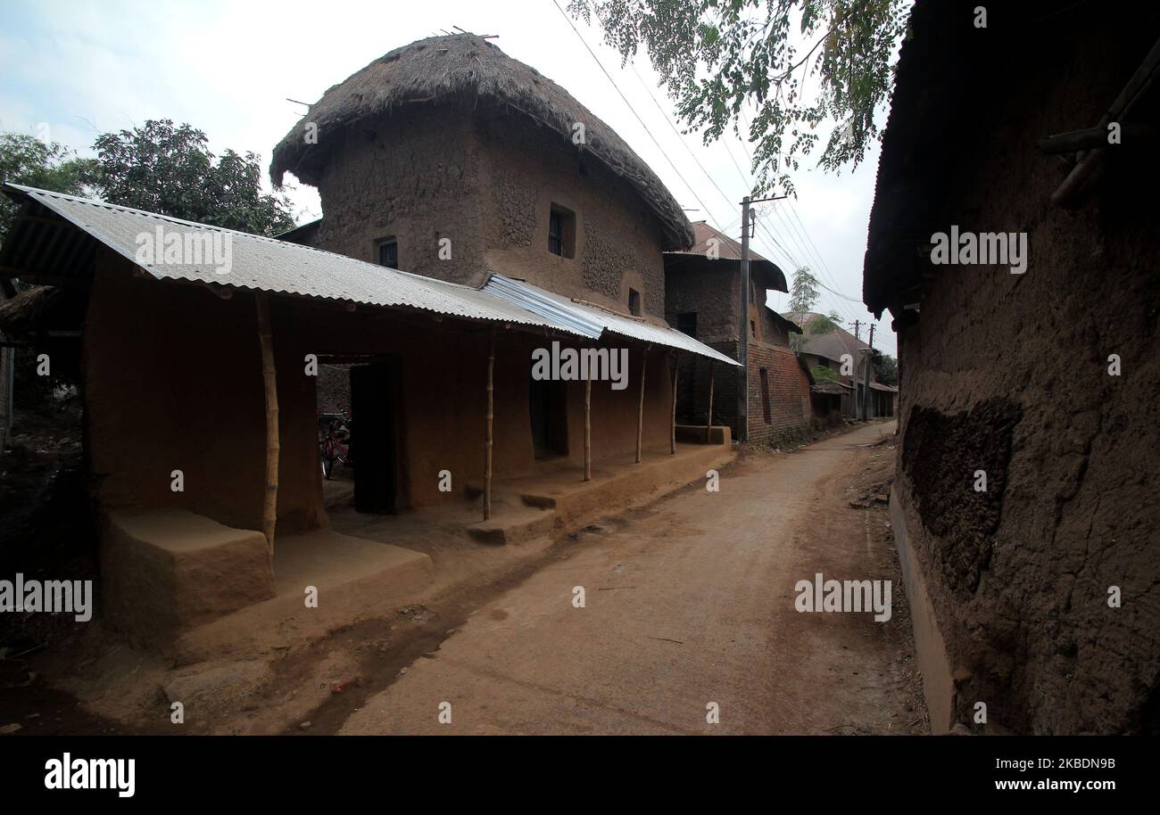 Traditional mud houses are seen at the Maluti village in eastern Indian ...