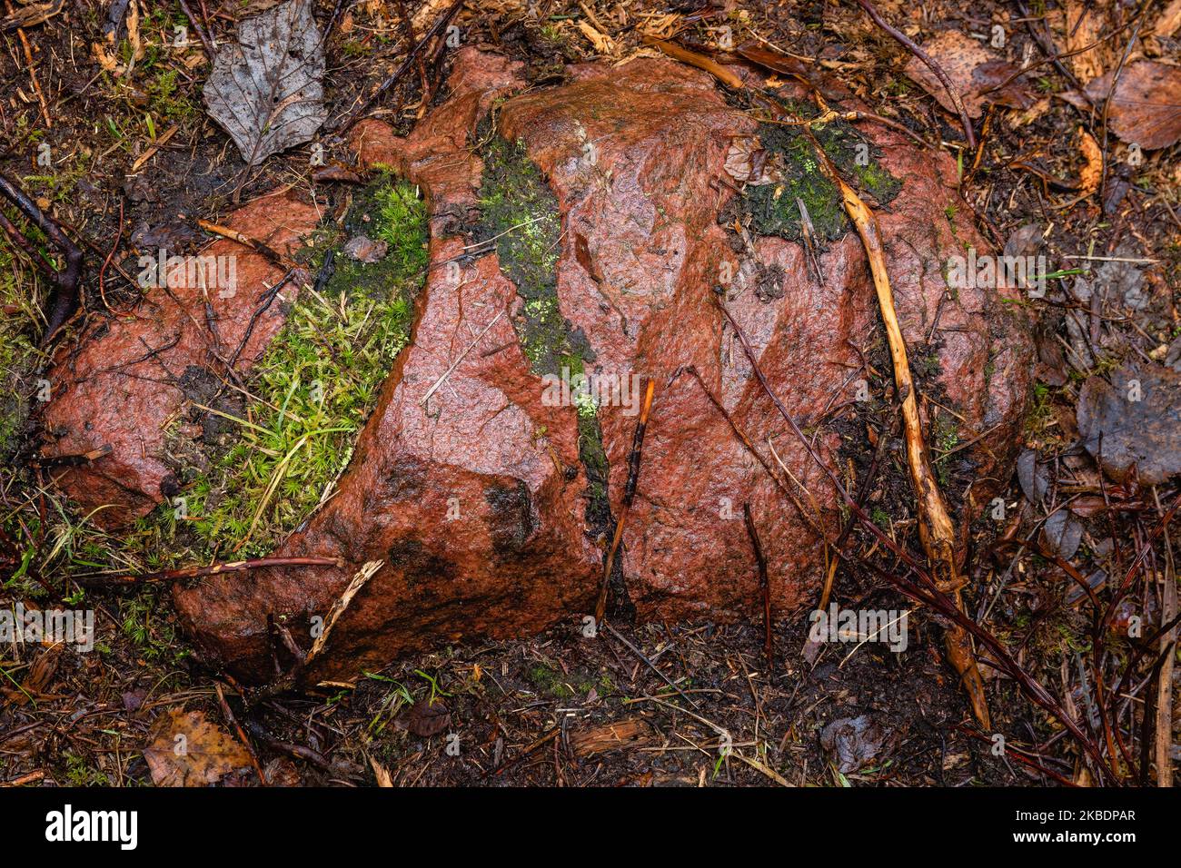 Red granite stone in nature, top view close up Stock Photo - Alamy