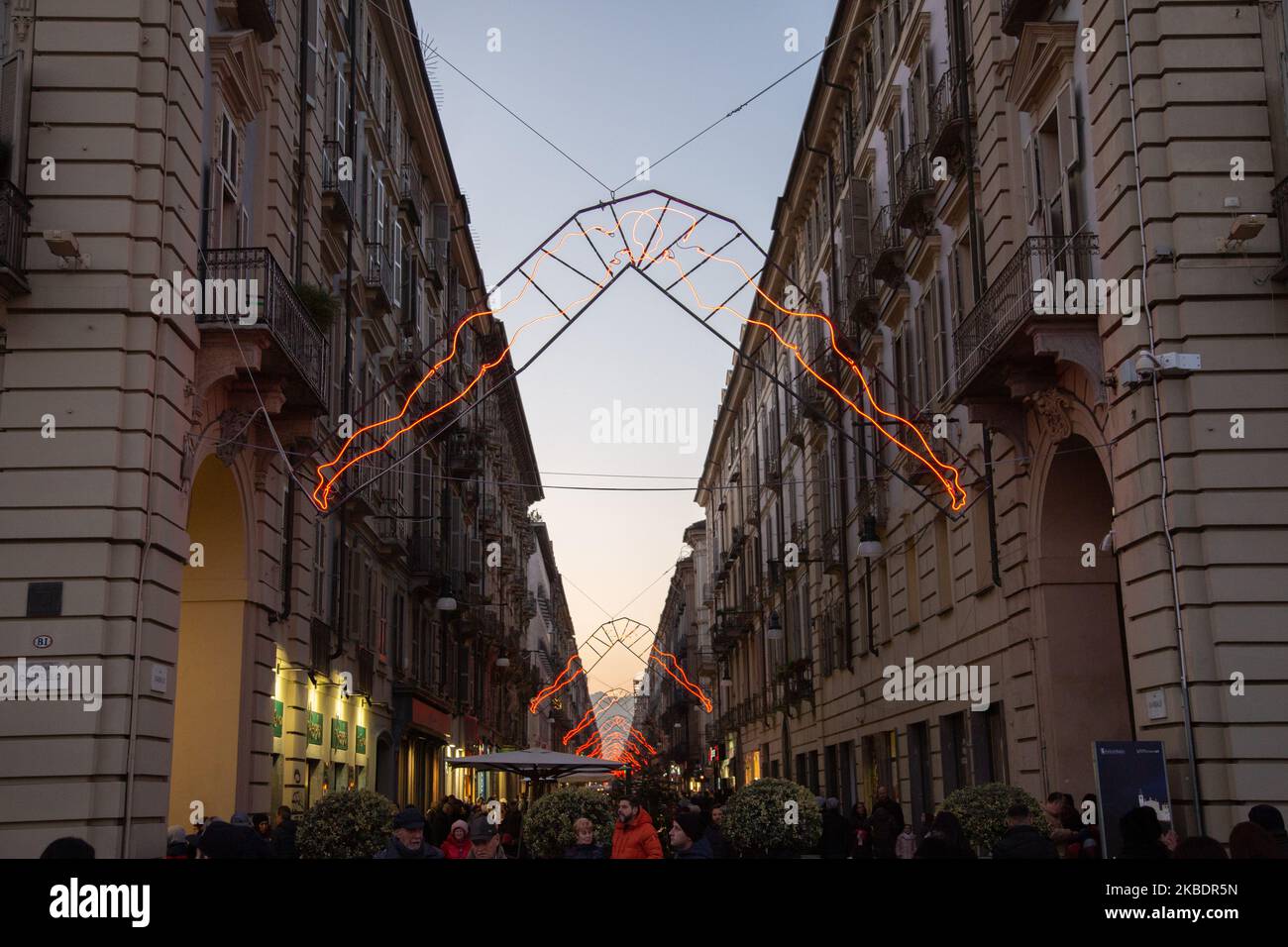 Luci d'artista are seen in Turin, Italy on 27. December 2019. (Photo by ...