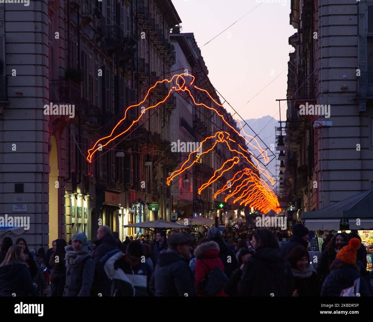 Luci d'artista are seen in Turin, Italy on 27. December 2019. (Photo by ...