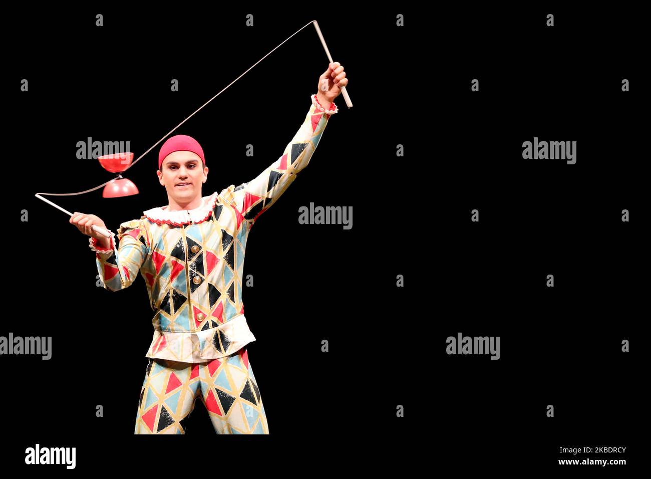 Artist performs during the premiere of the Cirque Du Soleil Corteo show ...