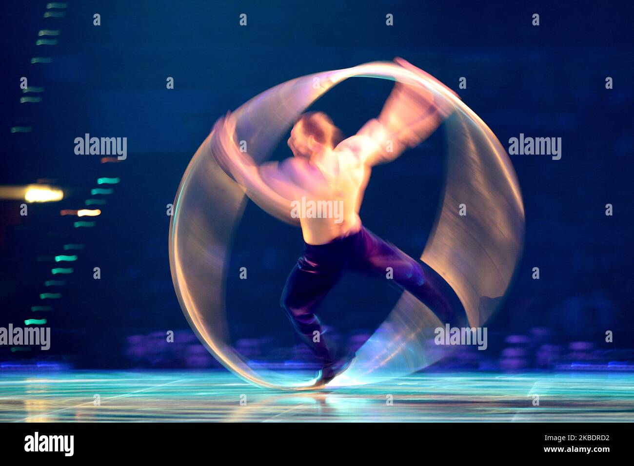 Artist performs during the premiere of the Cirque Du Soleil Corteo show ...
