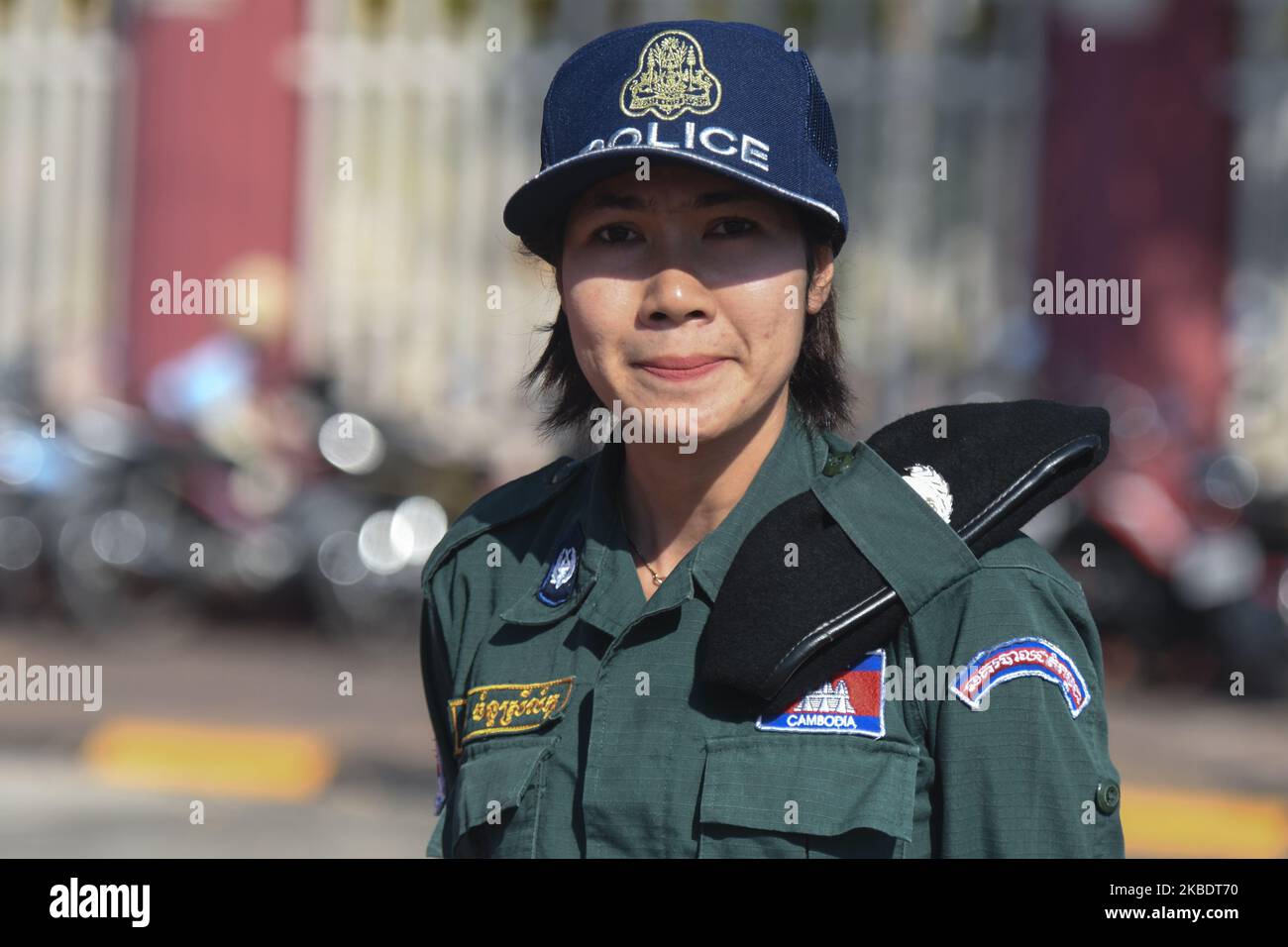 A young member of Police forces seen at the finish line of the opening ...