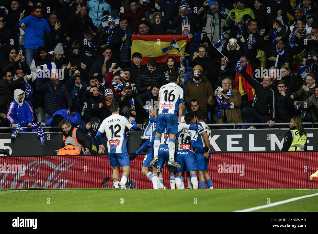 RCD Espanyol team celebrating a goal during La Liga match between RCD ...