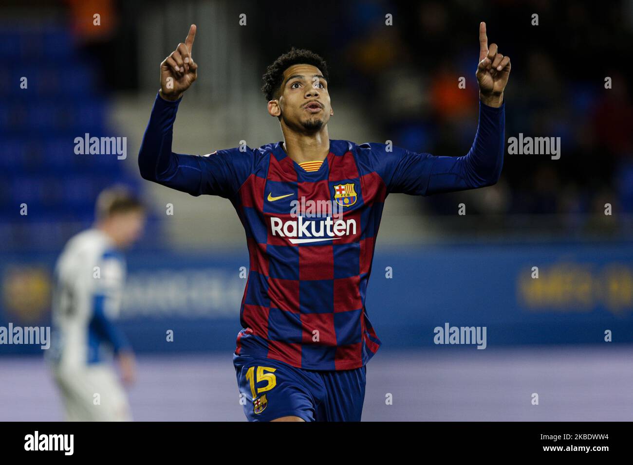 15 Ronald Araujo of FC Barcelona B celebrating a goal during La Liga ...
