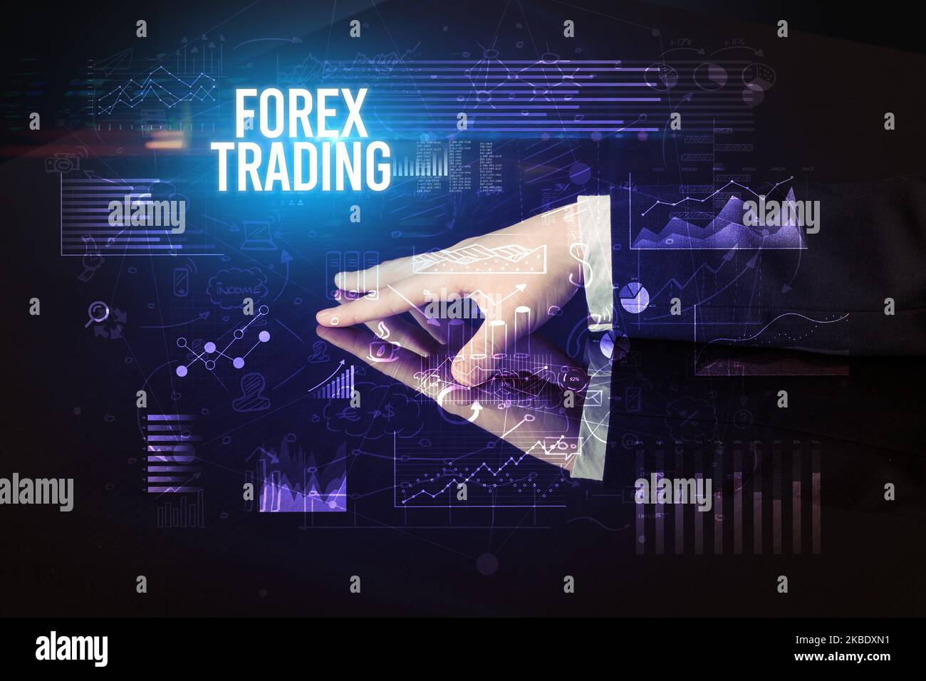 Businessman touching huge screen concept Stock Photo - Alamy