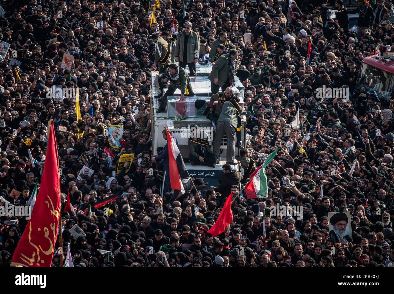 Coffins containing bodies of the former commander of the IRGS Qods ...