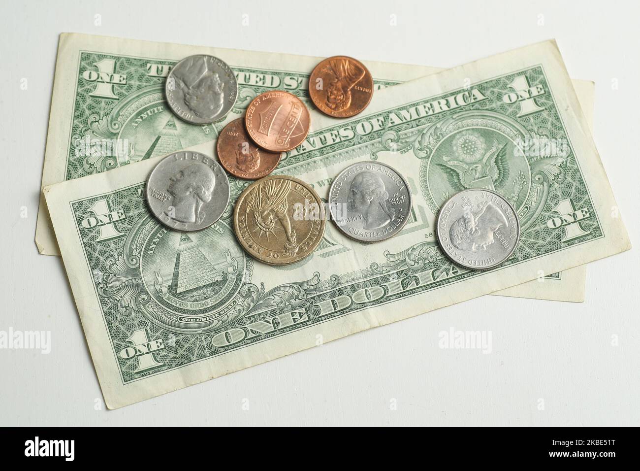 Photo Illustration of American money, USD currency, dollars and cents ...