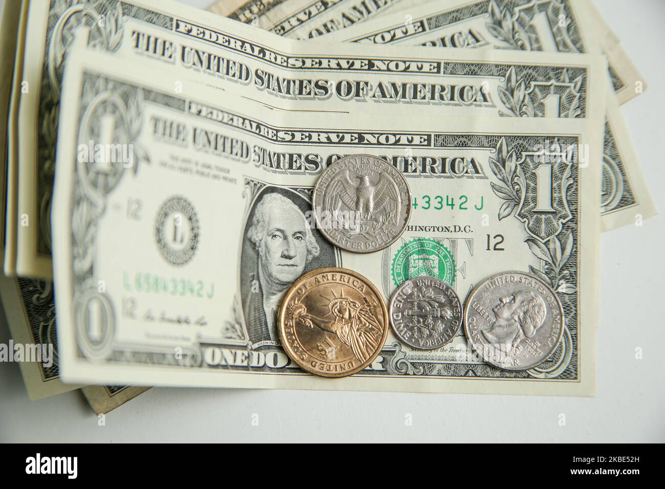 Photo Illustration of American money, USD currency, dollars and cents ...