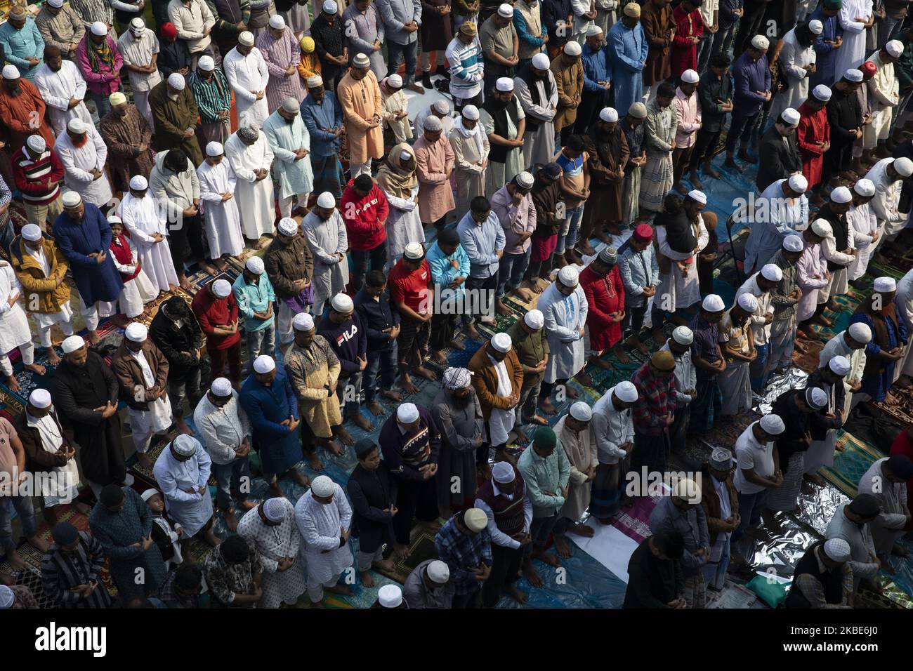 Hundreds of devotees on January 10, 2020 are seen praying in jamaat in ...