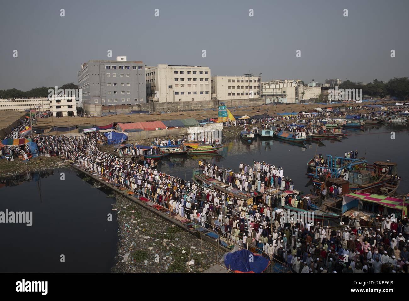 Hundreds of devotees on January 10, 2020 are seen praying in jamaat in ...