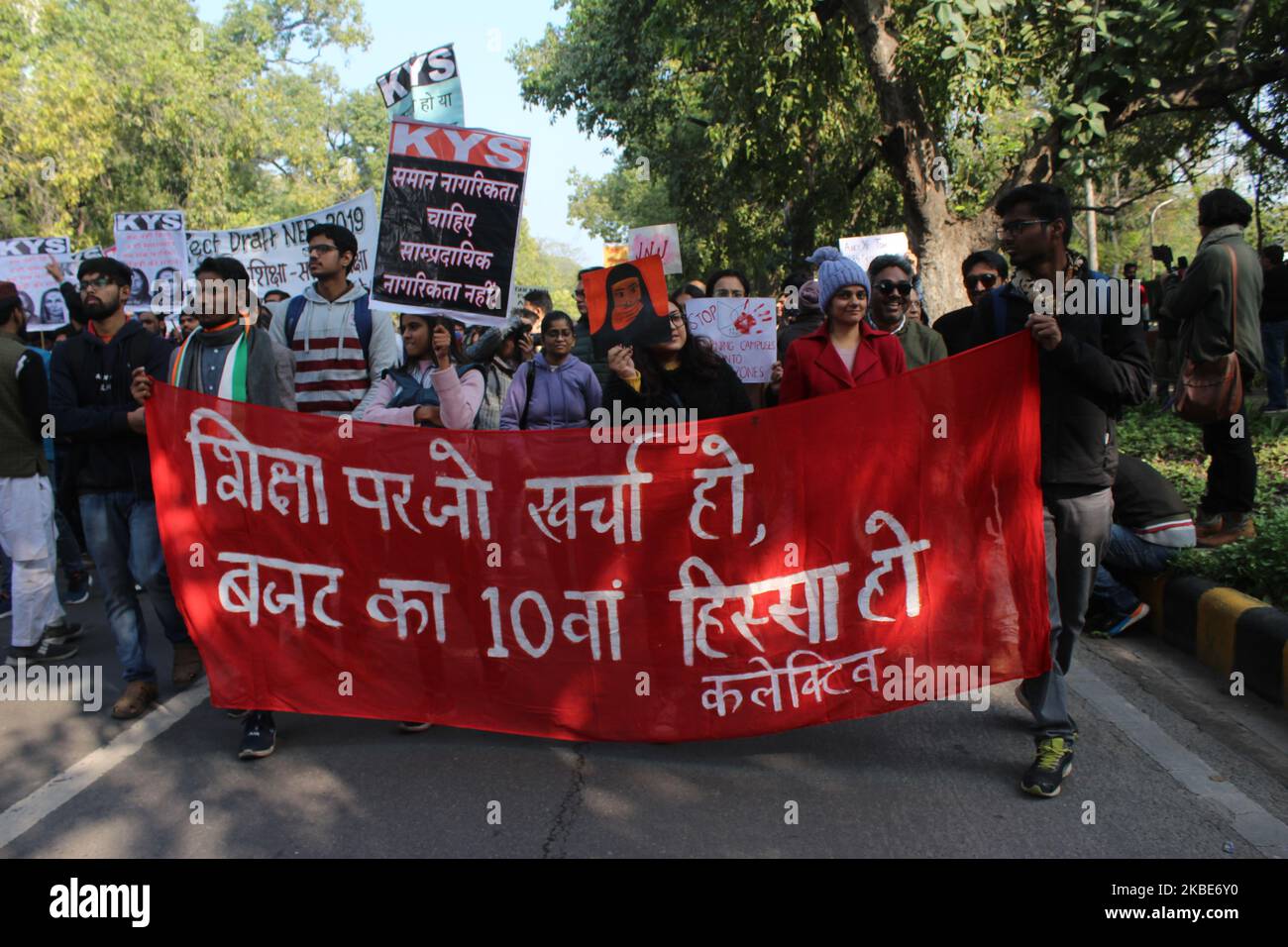 Hundreds of people, including students and teachers, protesting against ...
