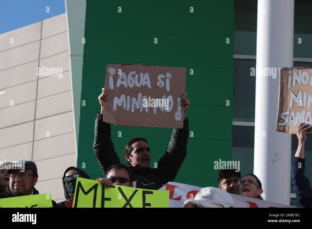 An activist protests against the copper exploitation project at the ...