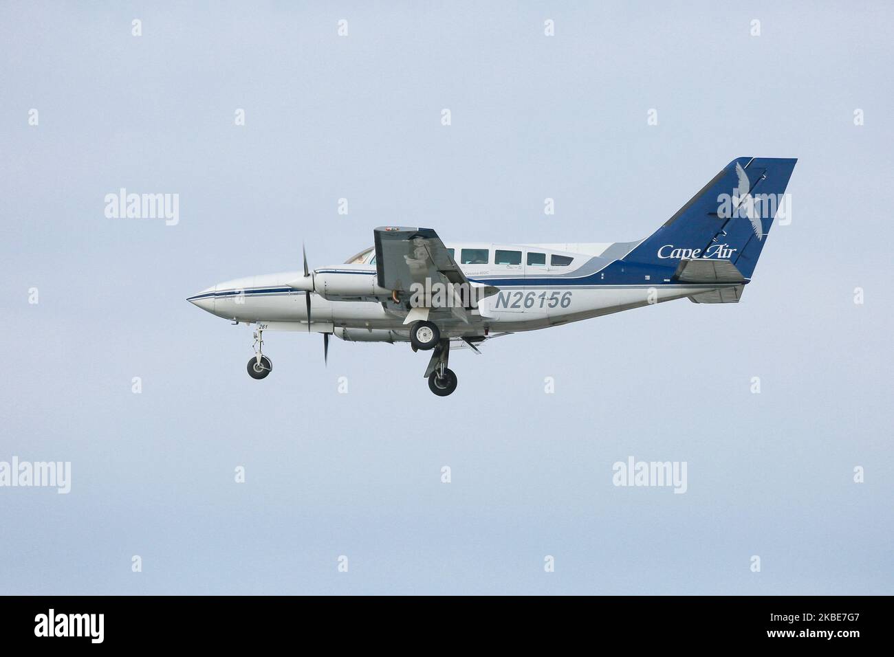A Cessna 402 light twin, piston engine aircraft operating for Cape Air ...