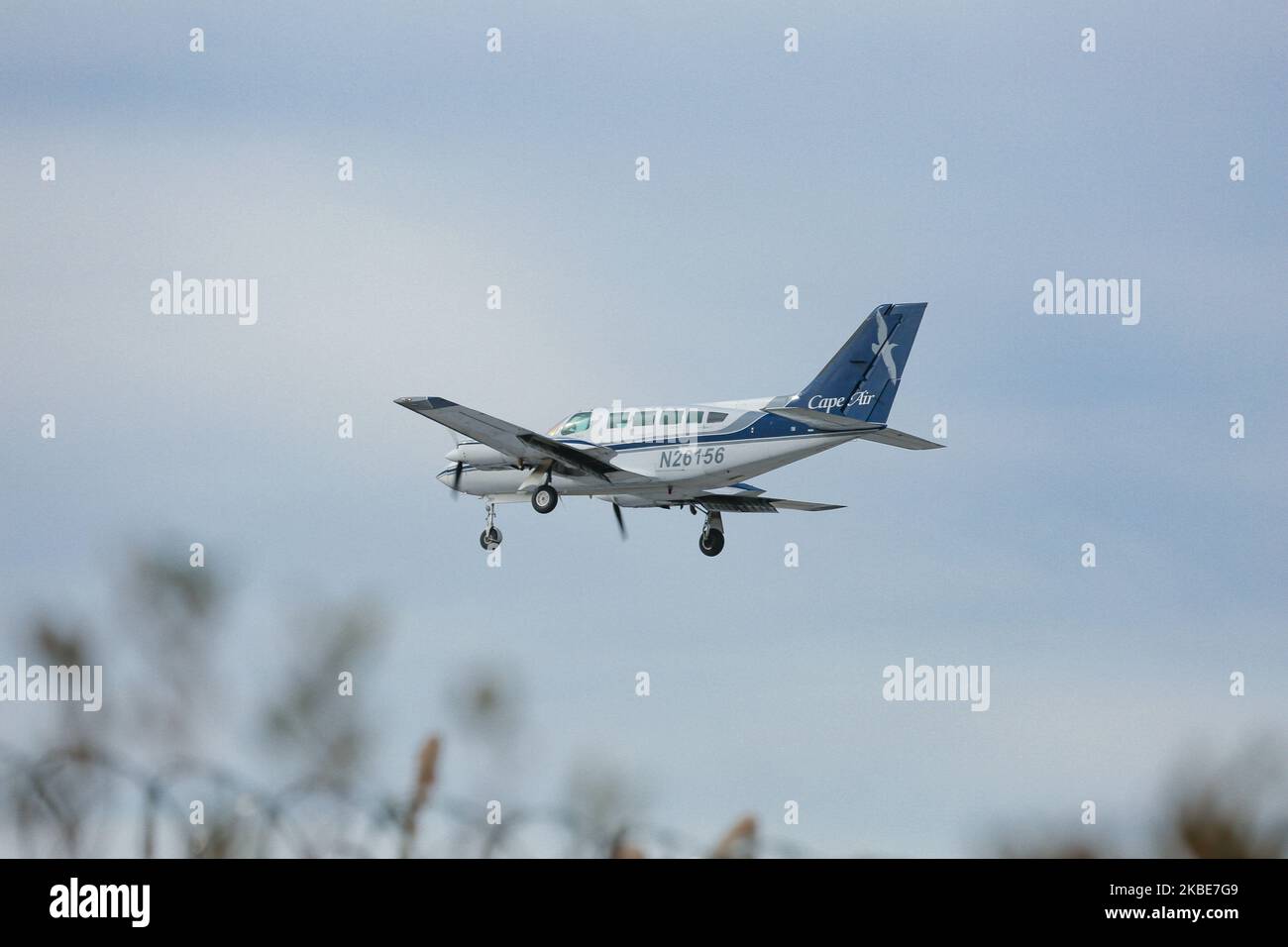 A Cessna 402 light twin, piston engine aircraft operating for Cape Air ...