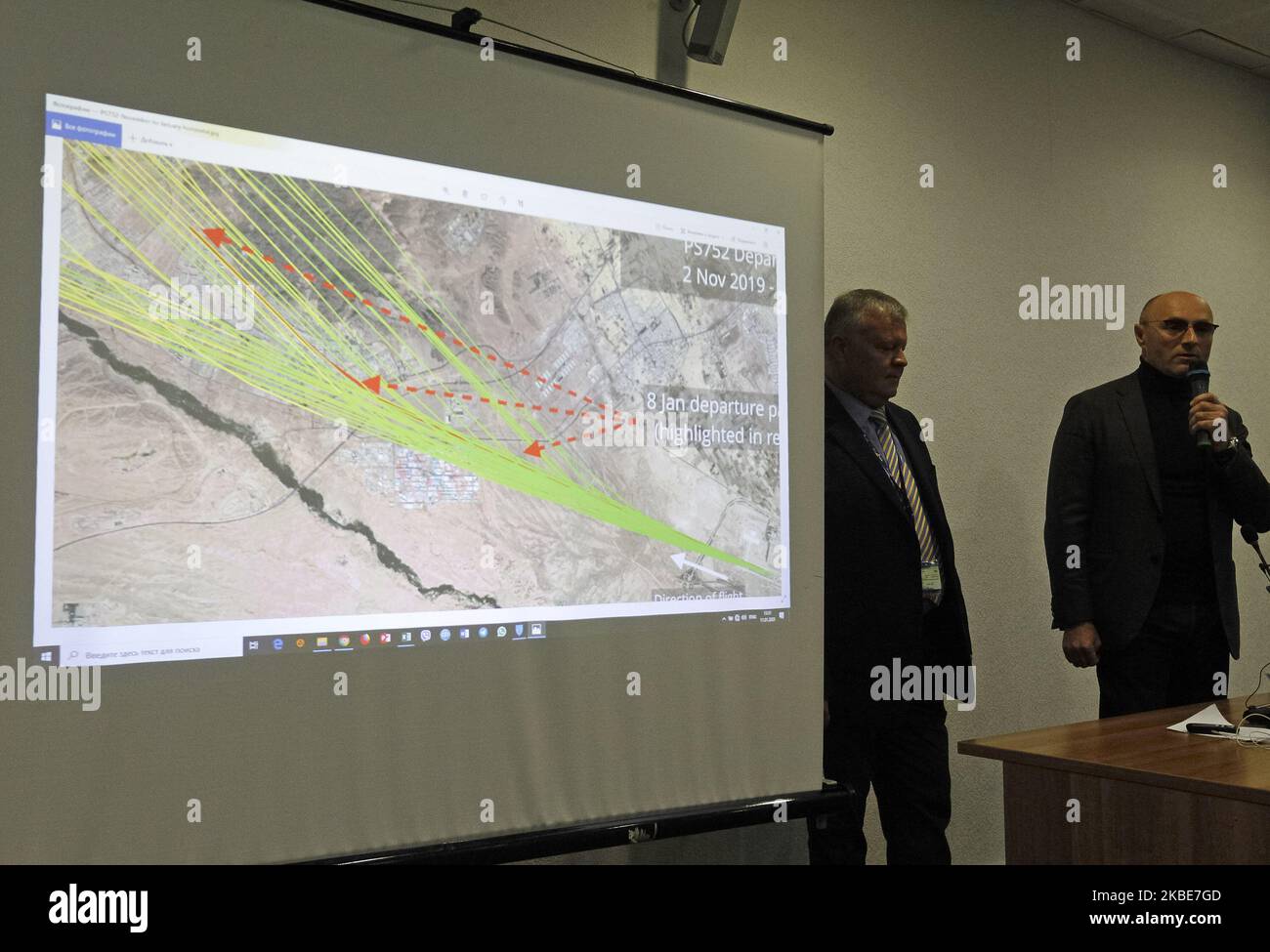 Ukraine International Airlines (UIA) President Yevhenii Dykhne (R) and ...